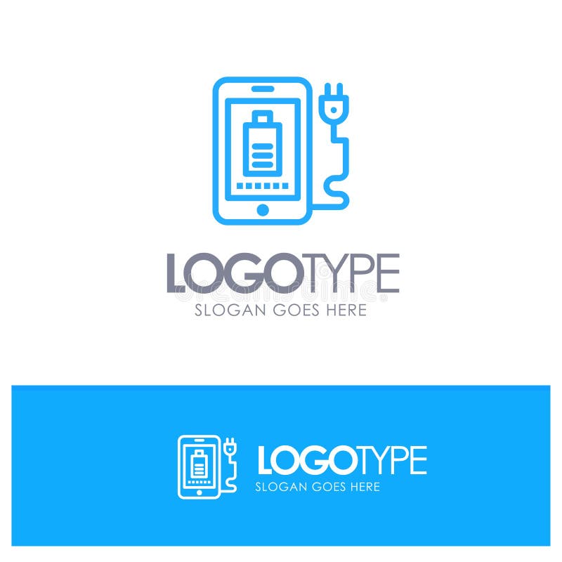 Mobile, Charge, Full, Plug Blue Logo Line Style Stock Vector ...