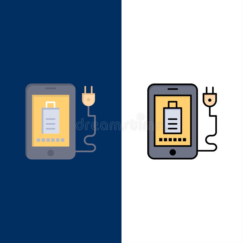 Mobile, Charge, Full, Plug Icons. Flat and Line Filled Icon Set Vector ...