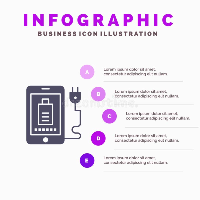 Mobile, Charge, Full, Plug Infographics Presentation Template. 5 Steps ...