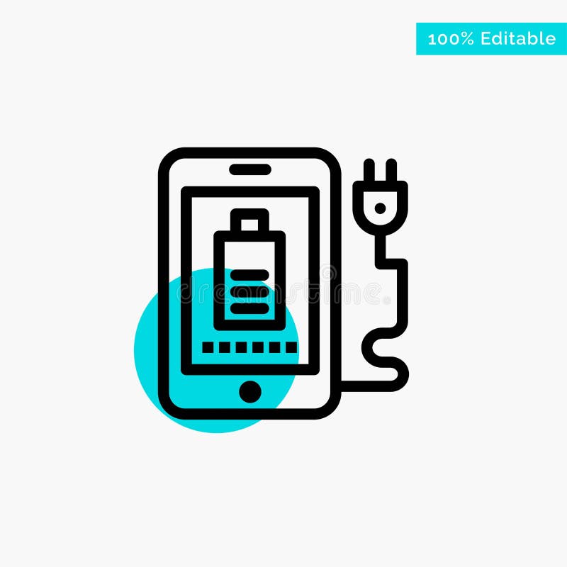Mobile, Charge, Full, Plug Turquoise Highlight Circle Point Vector Icon ...