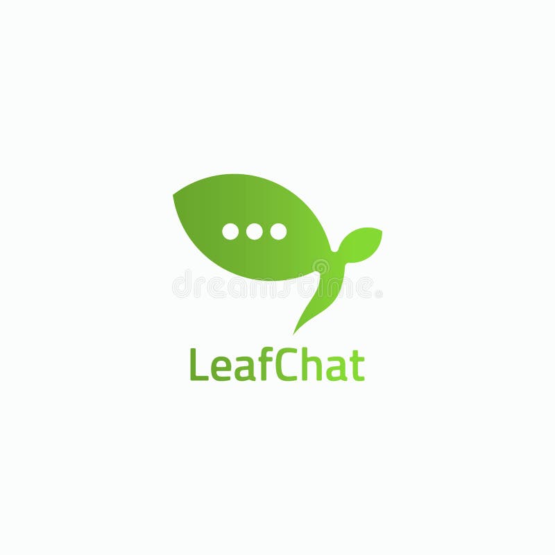 Mobile Chat App Logo with Green Leaf Shape Stock Vector - Illustration ...