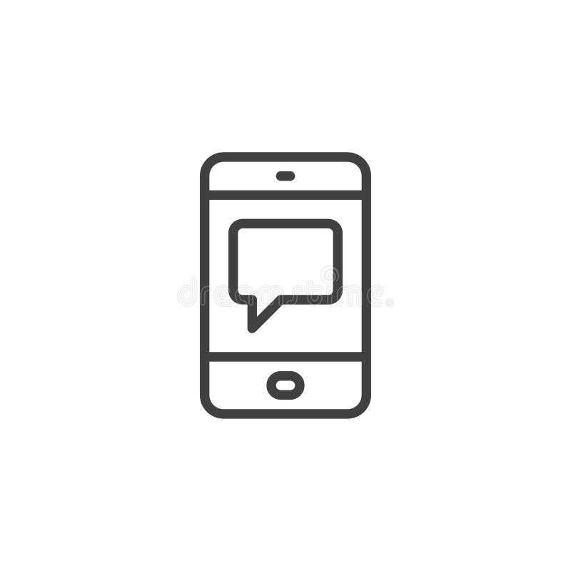 Mobile Chat App Outline Icon Stock Vector - Illustration of pixel ...