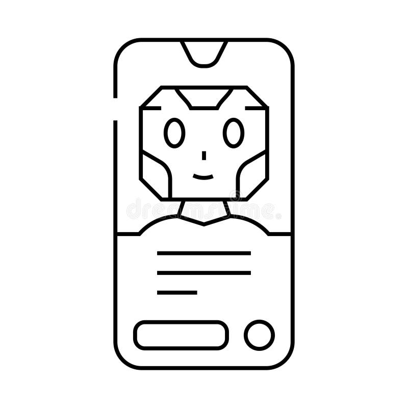 Mobile Chat Bot Line Icon Vector Illustration Stock Illustration ...