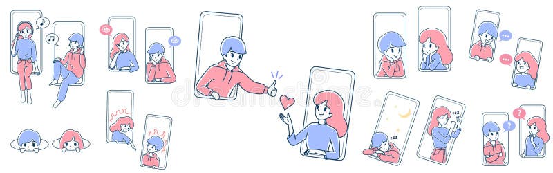 Mobile Chat Conversation. People Chatting in the Smartphone Screen ...