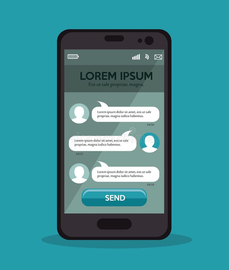 Mobile with Chat Message Design Stock Illustration - Illustration of ...