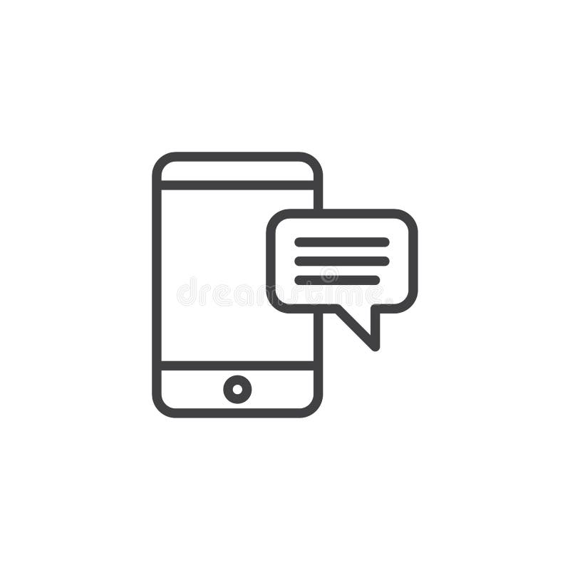 Mobile chat outline icon stock vector. Illustration of graphics - 133324293