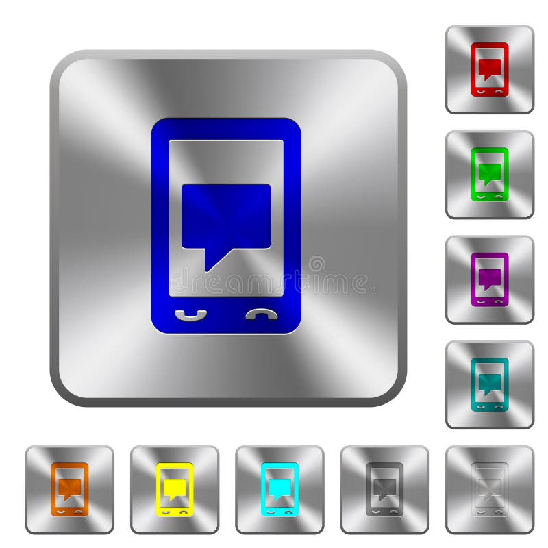 Mobile Chat Rounded Square Steel Buttons Stock Vector - Illustration of ...