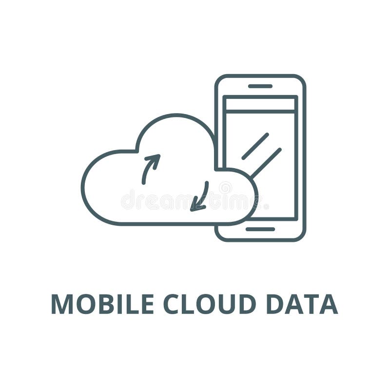 Mobile Cloud Data Vector Line Icon, Linear Concept, Outline Sign ...
