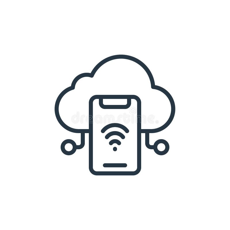 Mobile Cloud Icon Vector from Cloud Computing Concept. Thin Line ...