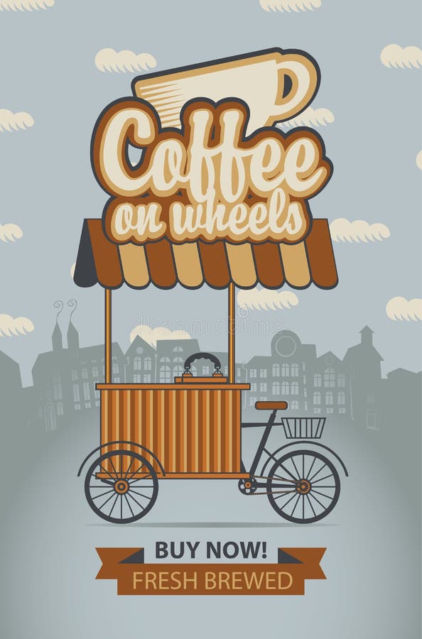 Mobile coffee shop stock illustration. Illustration of tableware - 38780142