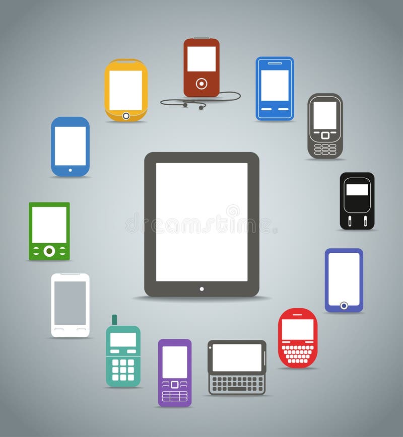 Mobile Color Phones Across The Stock Vector - Illustration of computer ...