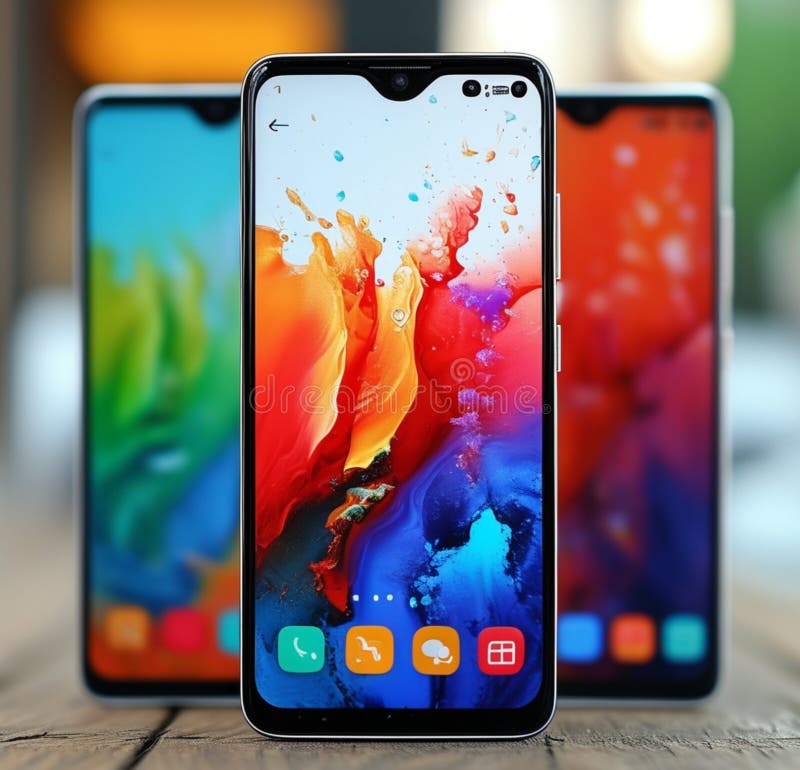 Mobile Colourful Display for Mobile Advertisement Poster Stock Photo ...