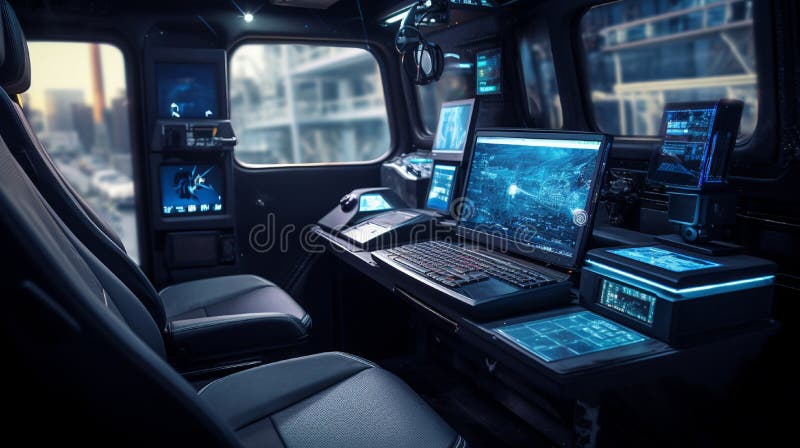 A Mobile Command Center Inside a Limousine, Equipped with Advanced ...