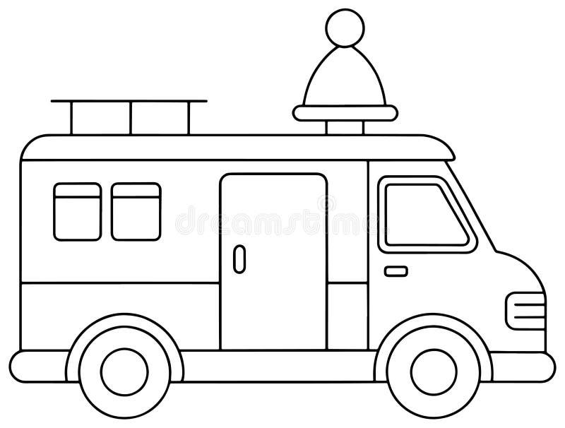 Mobile Command Center Van in Cartoon Outline for Military or Emergency ...