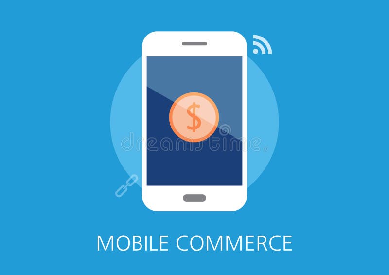 Mobile Commerce Concept Flat Icon Stock Vector - Illustration of icon ...