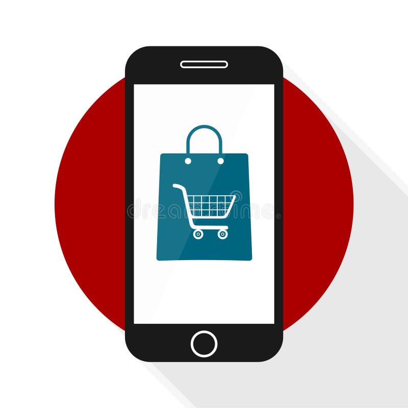 Mobile Commerce Icon Shopping Stock Vector - Illustration of ...