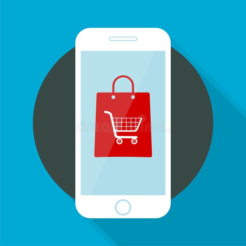 Mobile Commerce Icon Shopping Stock Vector - Illustration of modern ...