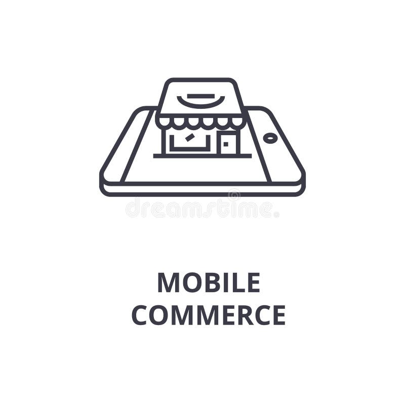 Mobile Commerce Line Icon, Outline Sign, Linear Symbol, Vector, Flat ...