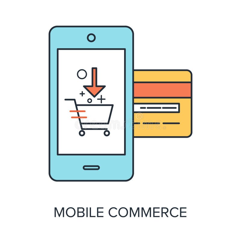 Mobile Commerce Vector Illustration Concept Stock Vector - Illustration of symbol, ecommerce ...