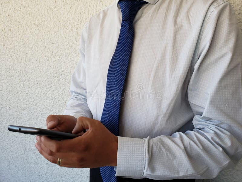 Hands of a Man Using Touch Screen of a Smartphone Stock Image - Image ...