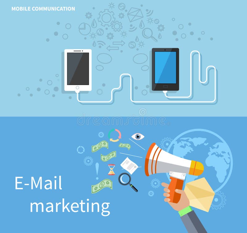 Mobile Communication and E-mail Marketing Stock Vector - Illustration ...
