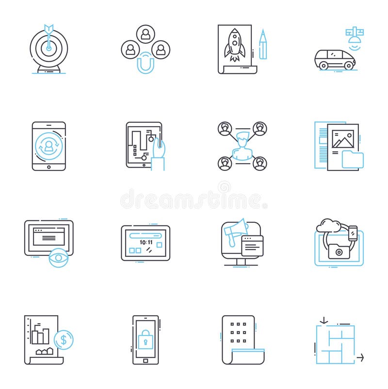 Mobile Communication Linear Icons Set. Wireless, Smartphs, Applications ...