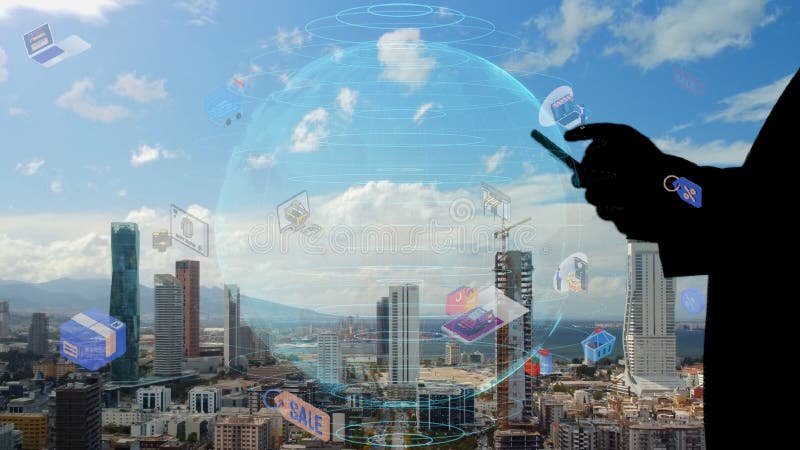 Mobile Communication Network Concept. IoT Internet of Things Stock ...