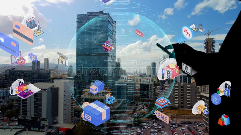 Mobile Communication Network Concept. IoT Internet of Things Stock ...