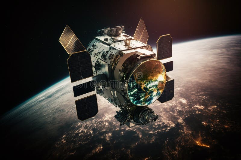 Mobile Communication Satellite Around the Earth AI Generation Stock ...