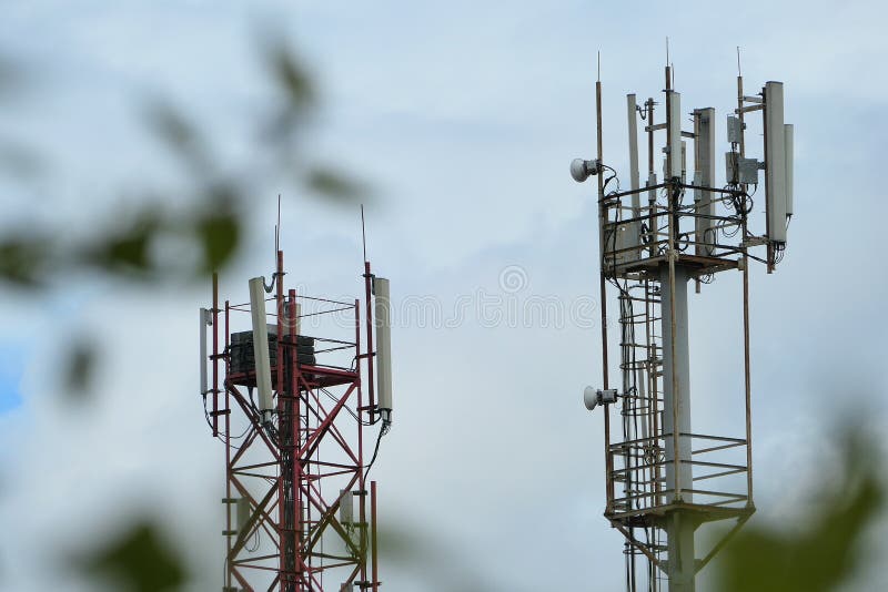 Mobile Communication Tower, 4G Cellular Tower Stock Photo - Image of ...