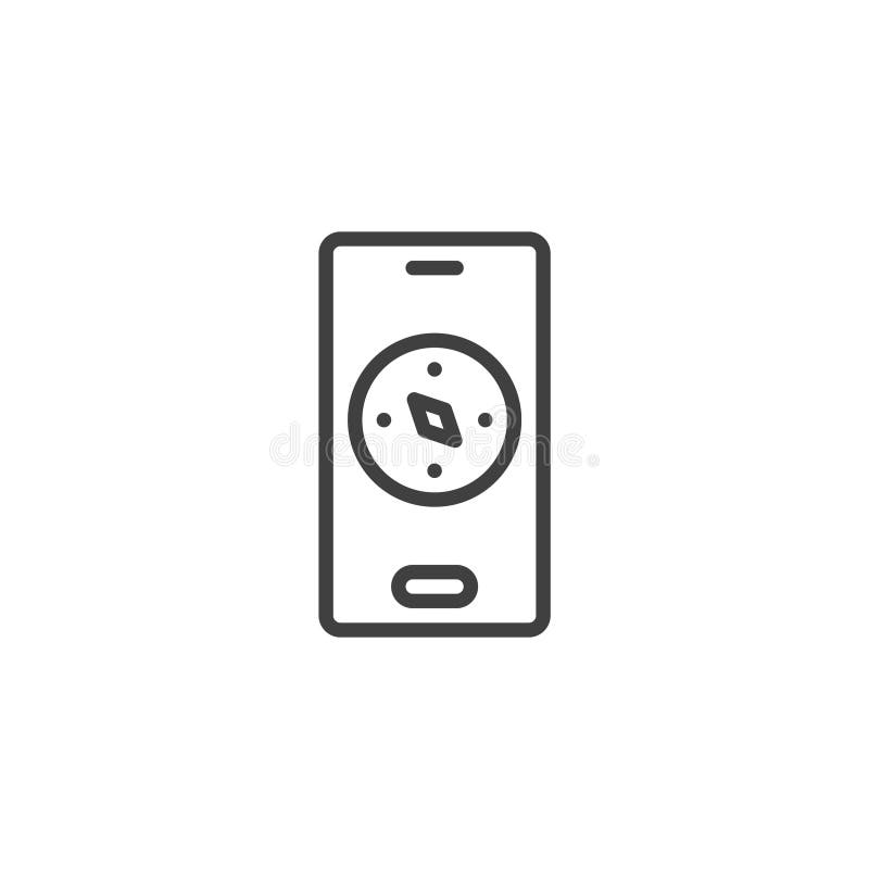 Mobile Compass App Line Icon Stock Illustration - Illustration of line ...