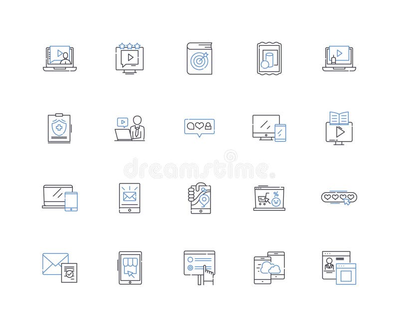 Mobile Computing Line Icons Collection. Smartph, Tablet, Laptop ...