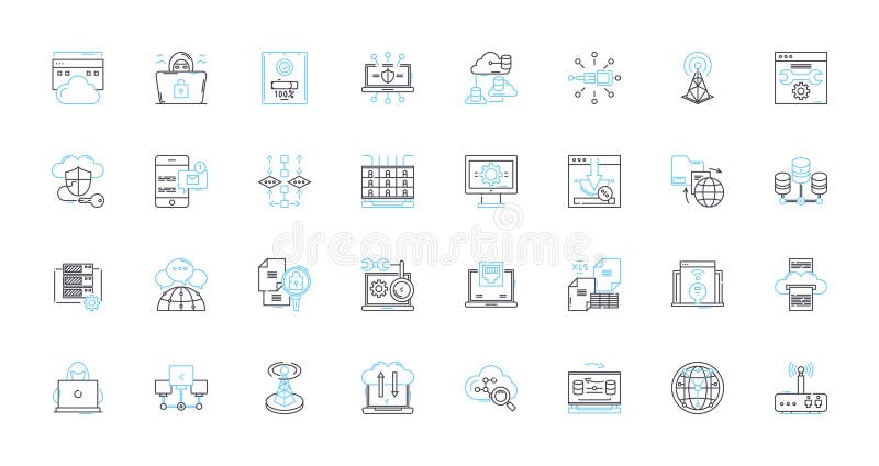 Mobile Computing Linear Icons Set. Smartph, Tablet, Laptop, Wireless ...