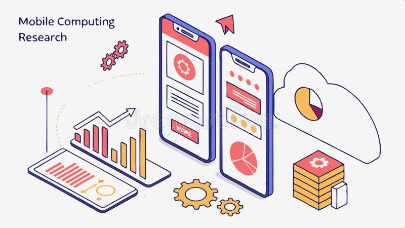 Mobile Computing Research, Data Analysis on Phone App. Vector Design ...