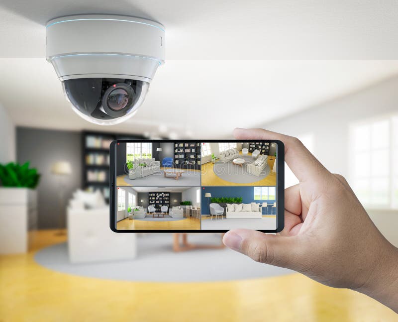 Mobile Connect with Home Security Camera Stock Illustration - Illustration of camera, digital ...