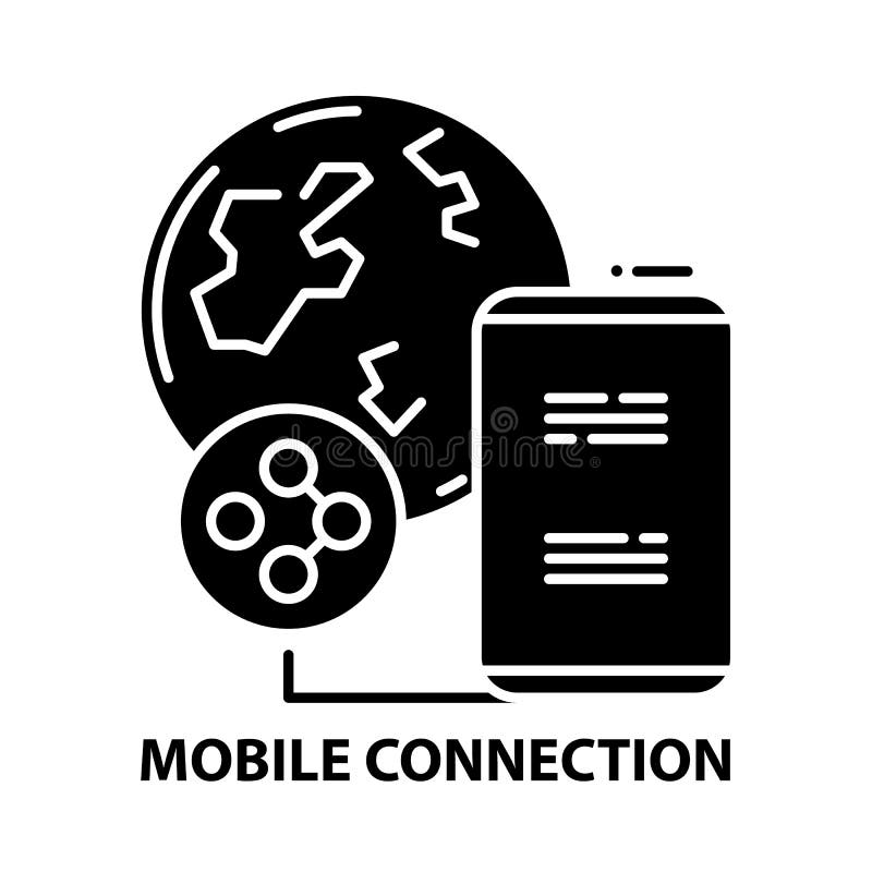 Mobile Connection Icon, Black Vector Sign with Editable Strokes ...