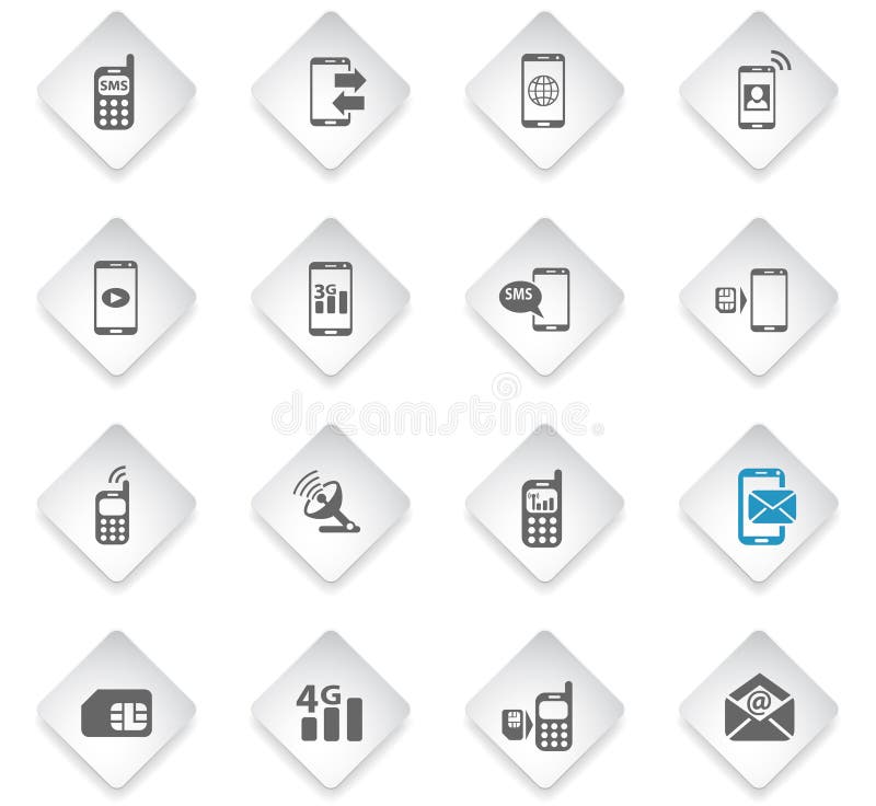 Mobile connection icon set stock illustration. Illustration of tube ...