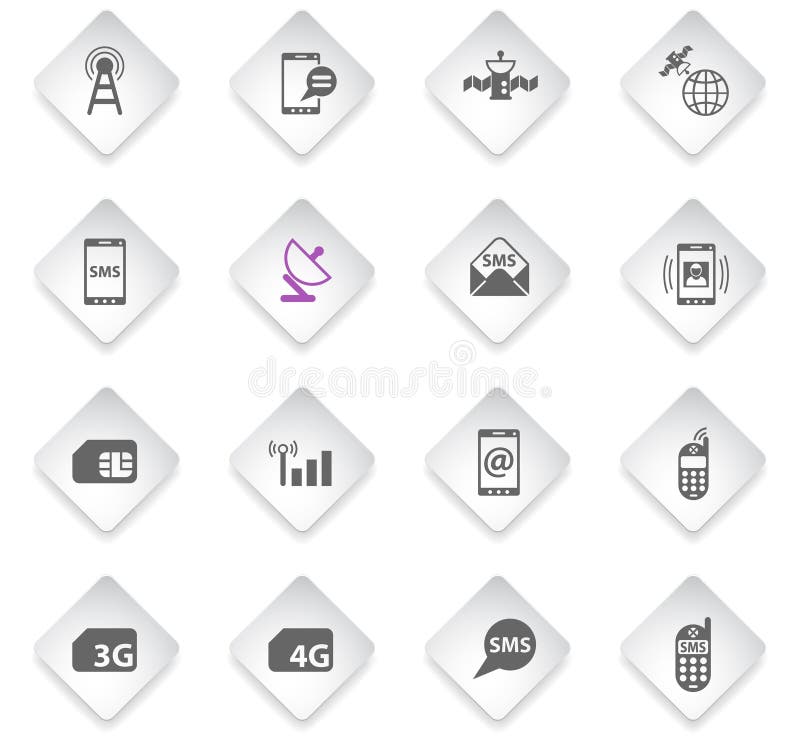 Mobile connection icon set stock illustration. Illustration of mobile ...