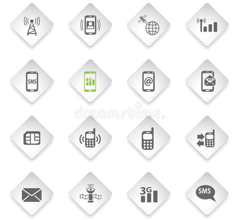Mobile connection icon set stock illustration. Illustration of symbol ...