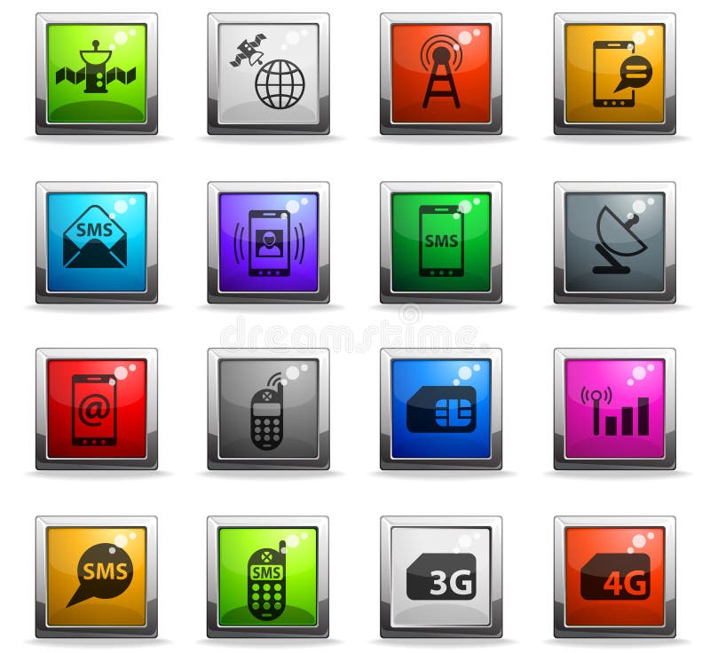 Mobile connection icon set stock vector. Illustration of phone - 122123563