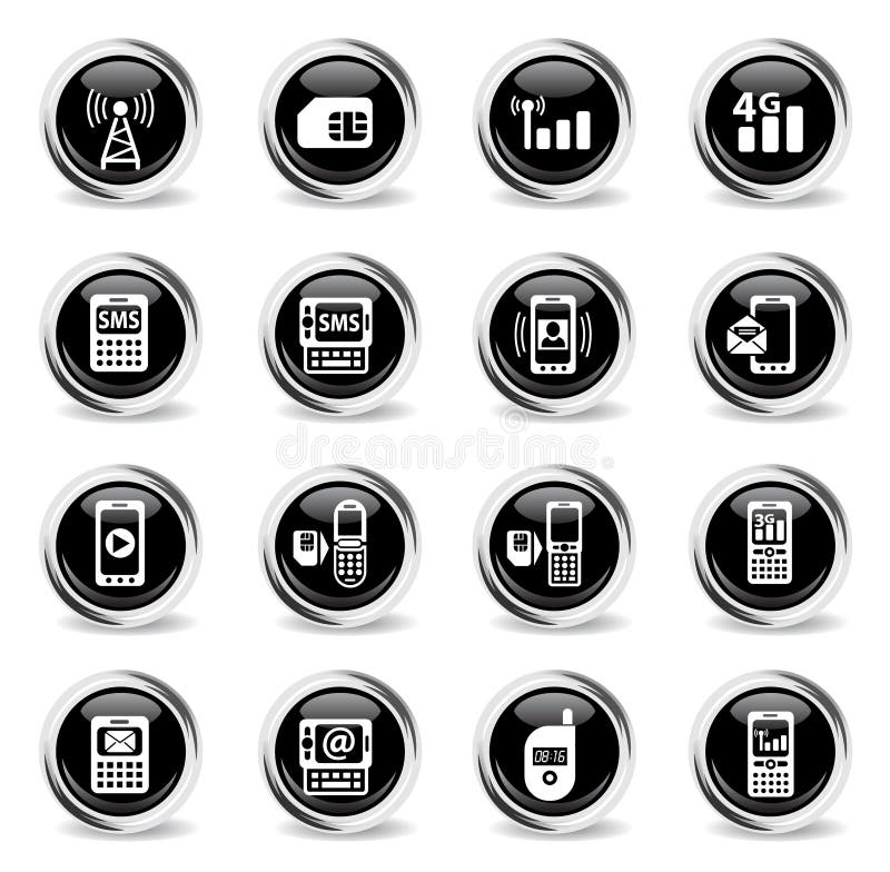 Mobile connection icon set stock vector. Illustration of portable ...
