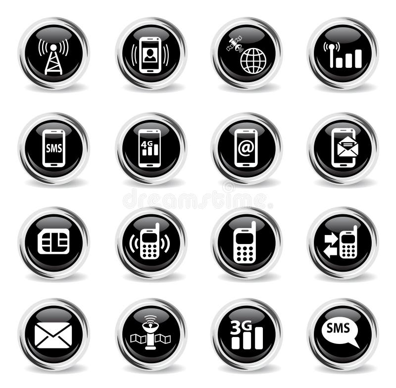 Mobile connection icon set stock illustration. Illustration of folding ...
