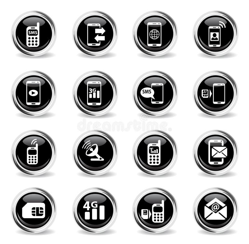 Mobile connection icon set stock vector. Illustration of entering ...