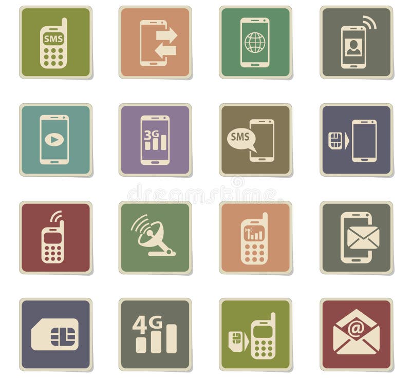 Mobile connection icon set stock vector. Illustration of mobile - 121958630