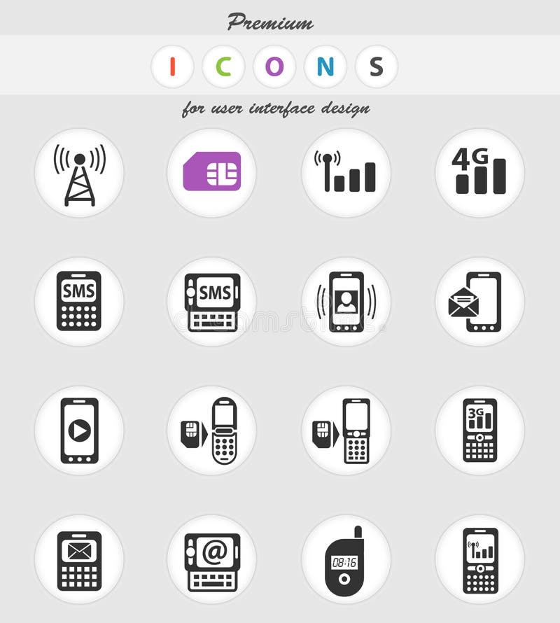 Mobile connection icon set stock vector. Illustration of portable ...
