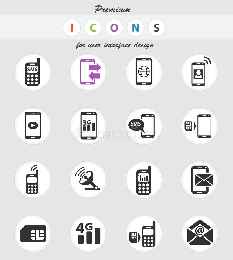 Mobile connection icon set stock vector. Illustration of portable ...