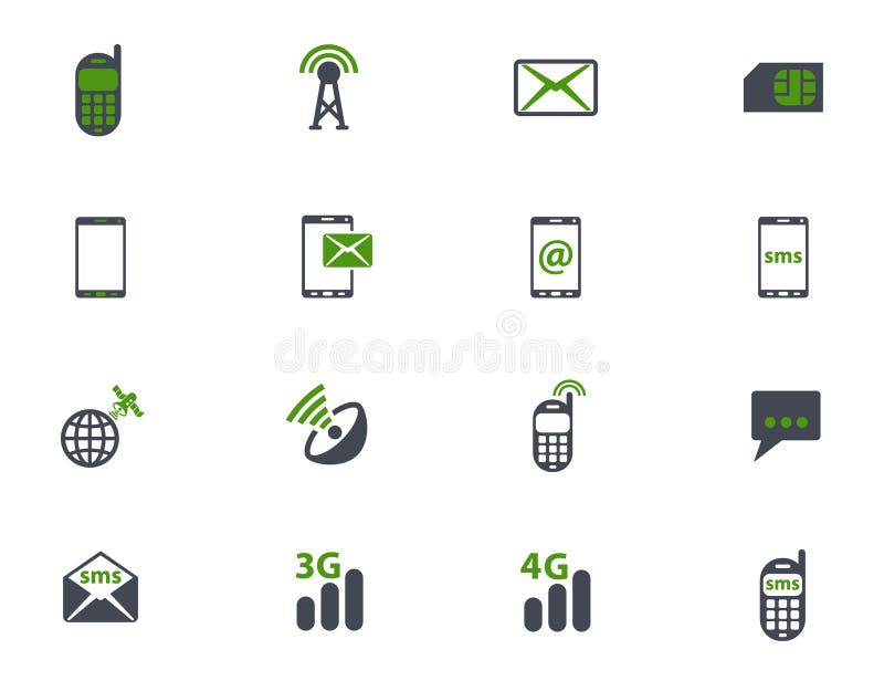 Mobile connection icon set stock vector. Illustration of chat - 231702202