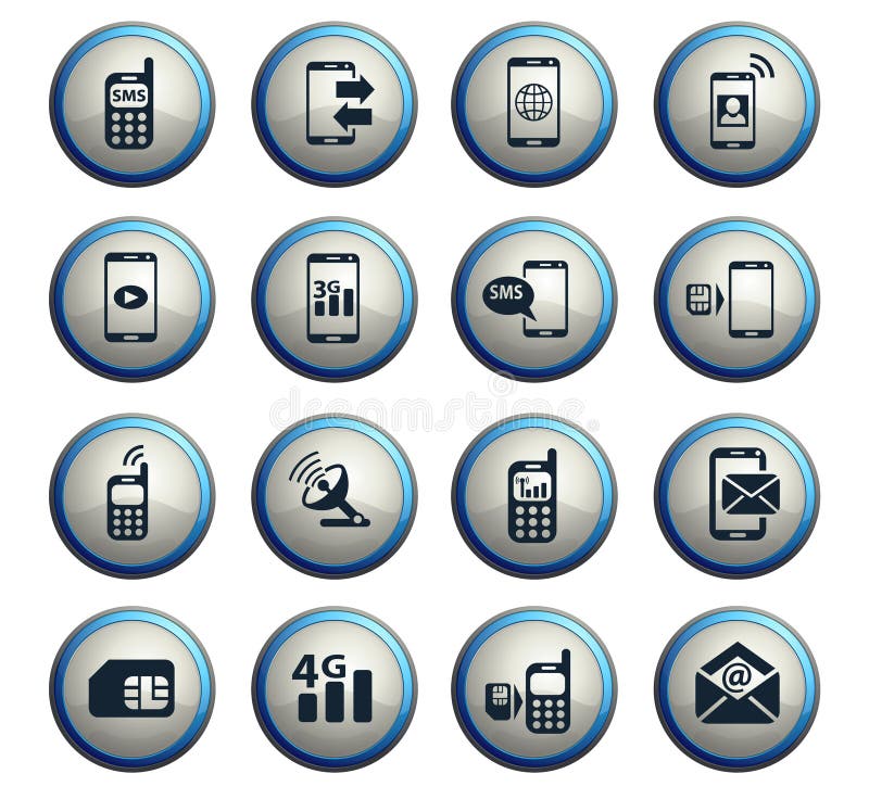 Mobile connection icon set stock vector. Illustration of electronic ...