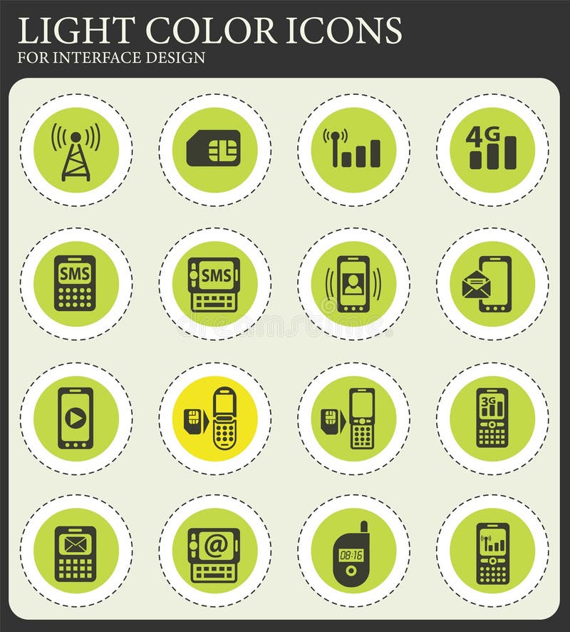 Mobile connection icon set stock vector. Illustration of mail - 154912174