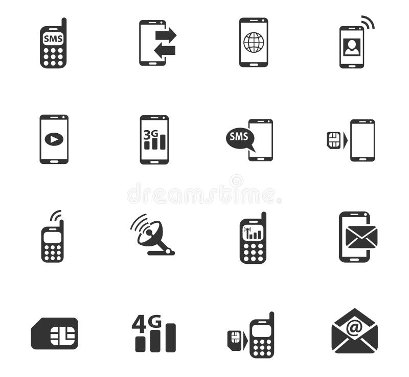 Mobile connection icon set stock vector. Illustration of electronic ...